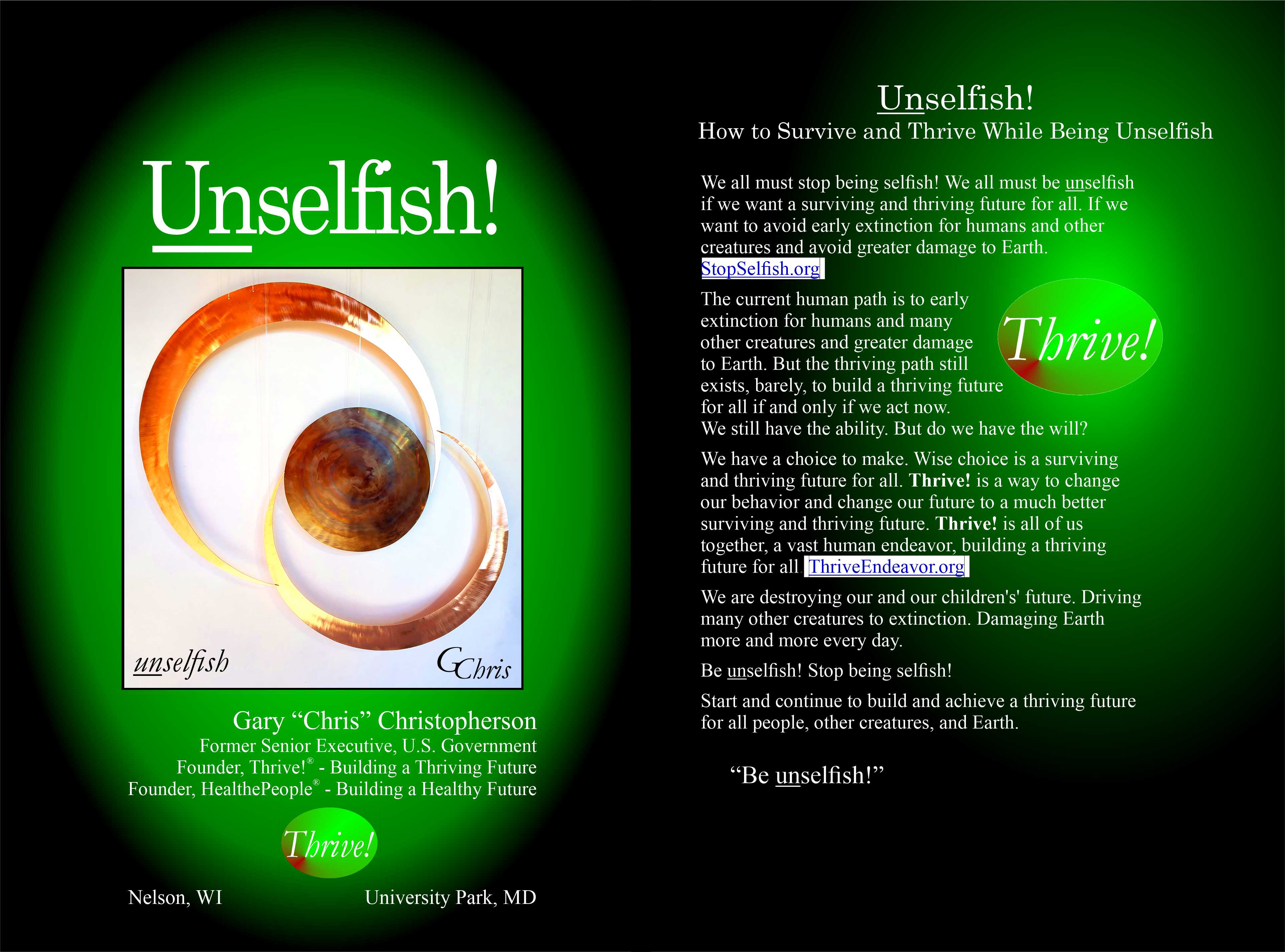 New Book – Unselfish! – | Thrive! - Building A Thriving Future for All ...